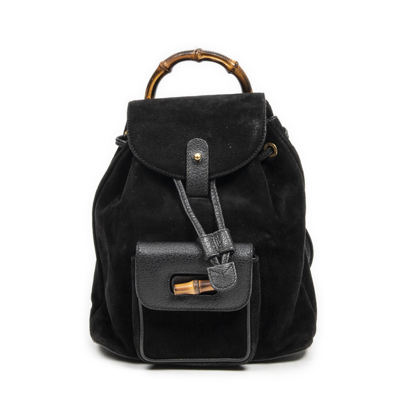 Gucci | Bags | Gucci Mini Bamboo Backpack In Black Suede Leather | Poshmark
